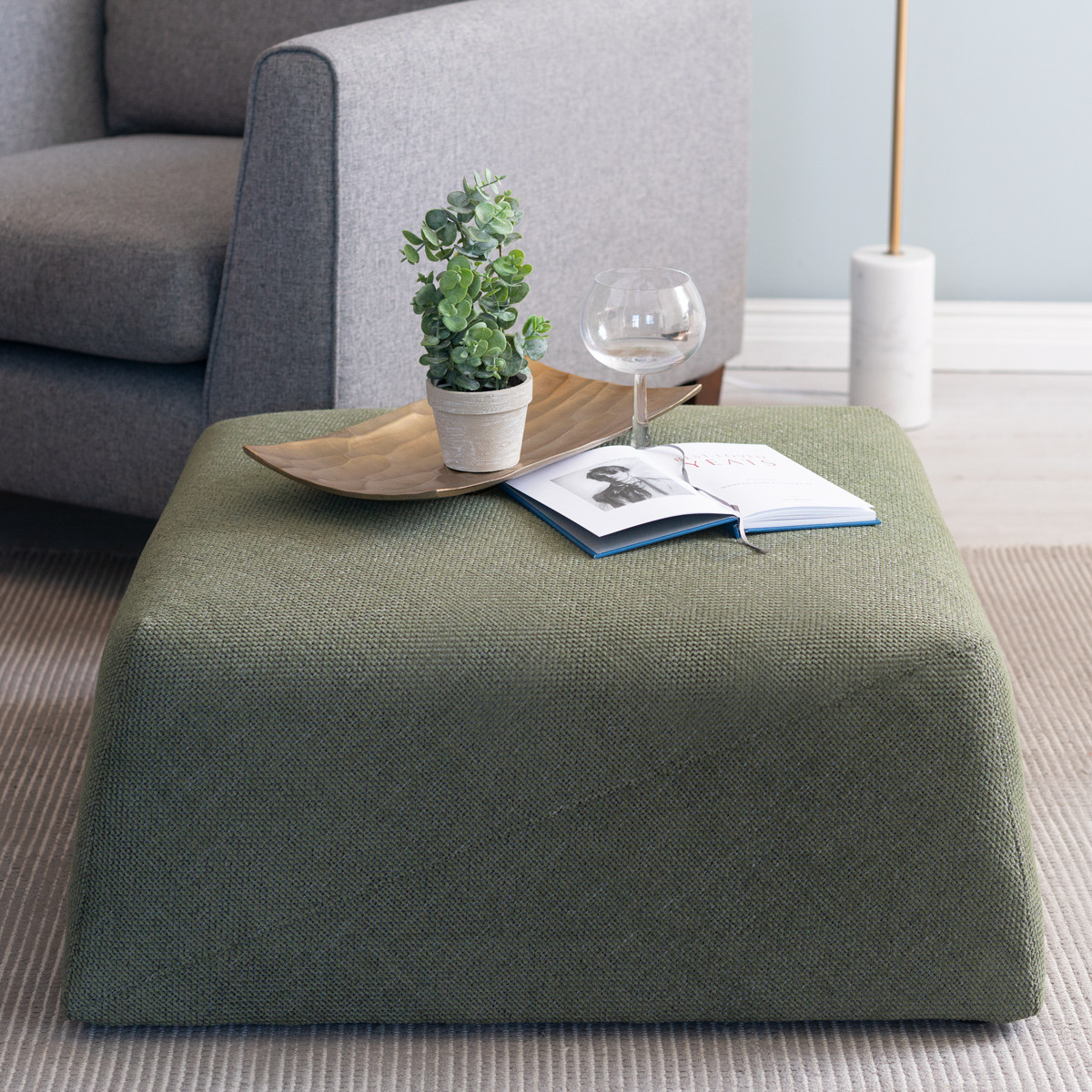 Zion Olive Ottoman | Meadows and Byrne