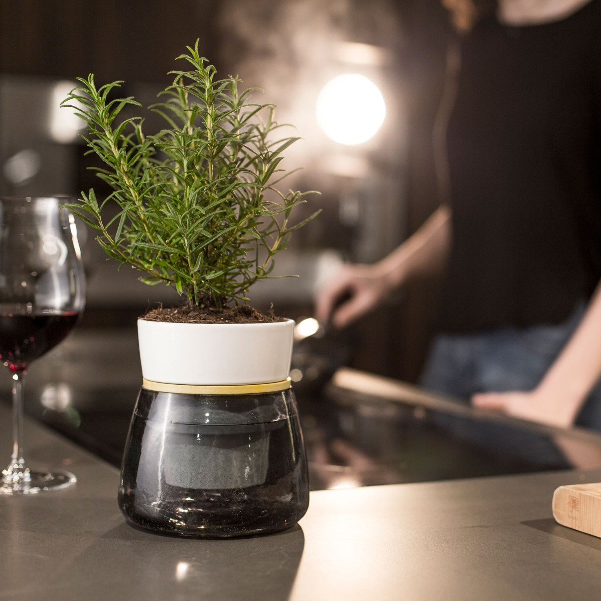 Self-watering Herb Pot - Grey | Meadows & Byrne