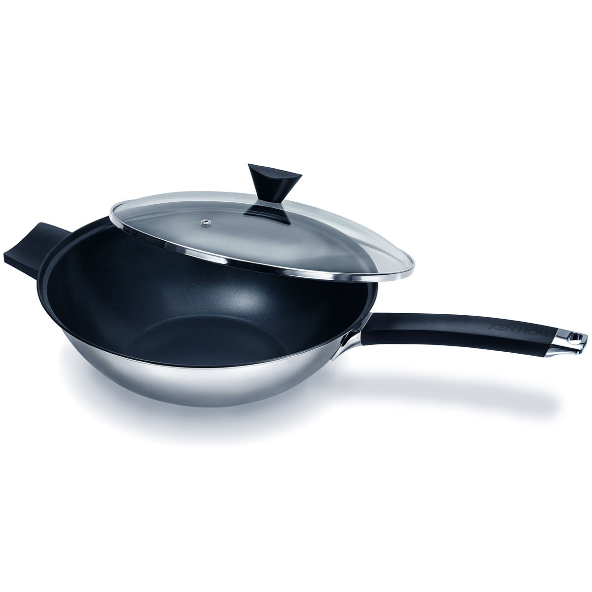 Ken Hom Stainless Steel Wok with Glass Lid -32cm | Meadows & Byrne