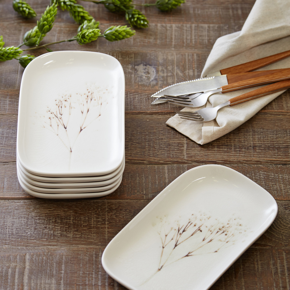 Natural Fern Rectangular Platter Set Of 6 │ Meadows and Byrne