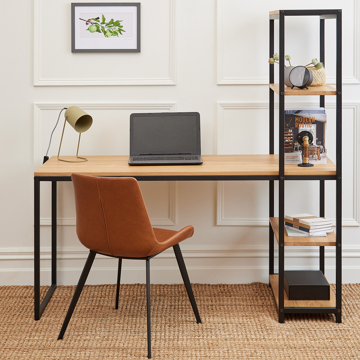 Meta Natural Oak & Black Desk | Meadows & Byrne