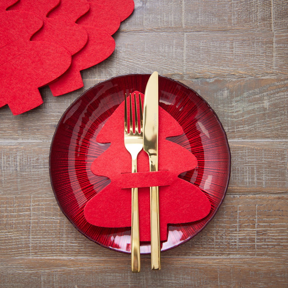 Red Felt Cutlery Holder Set of 6 | Meadows & Byrne