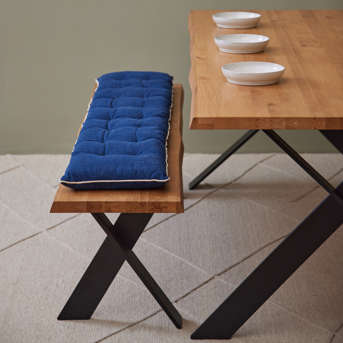 Double Sided Denim Bench Pad - Large | Meadows & Byrne