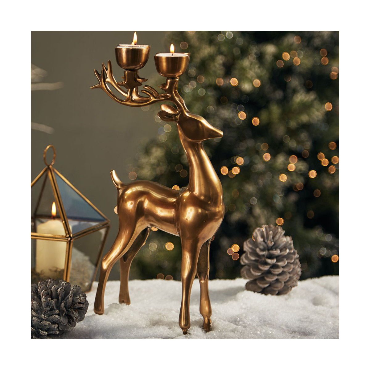 Regal Reindeer 4 Tea Light - Brass | Meadows & Byrne